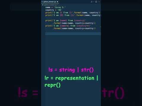 31 - Python Part-1: Exploring Conversion Flags {!s} and {!r} String Formatting - #python #shorts