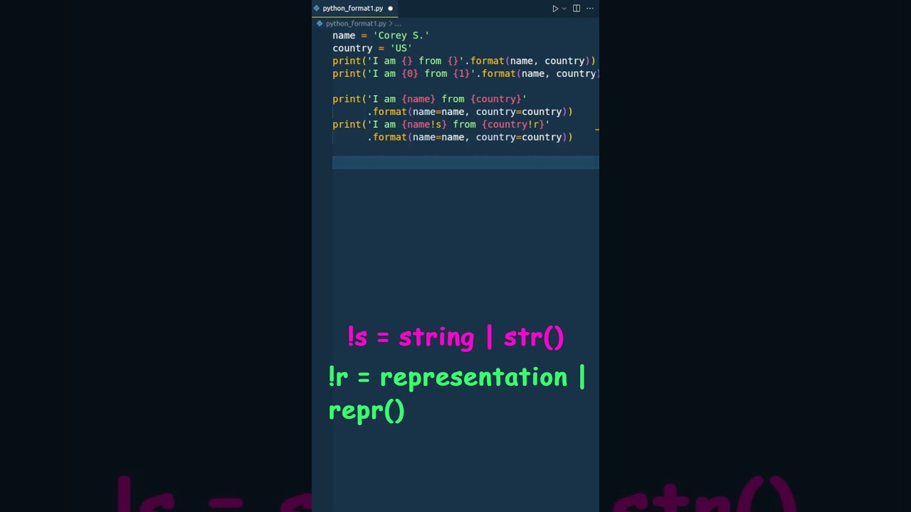 31 - Python Part-1: Exploring Conversion Flags {!s} and {!r}  String Formatting - #python #shorts