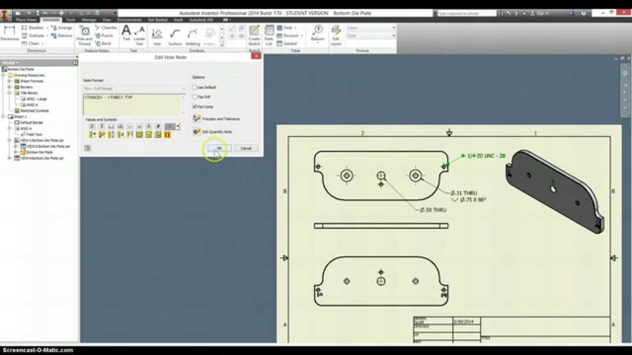 Lower Die Sub-Assembly - Drawings