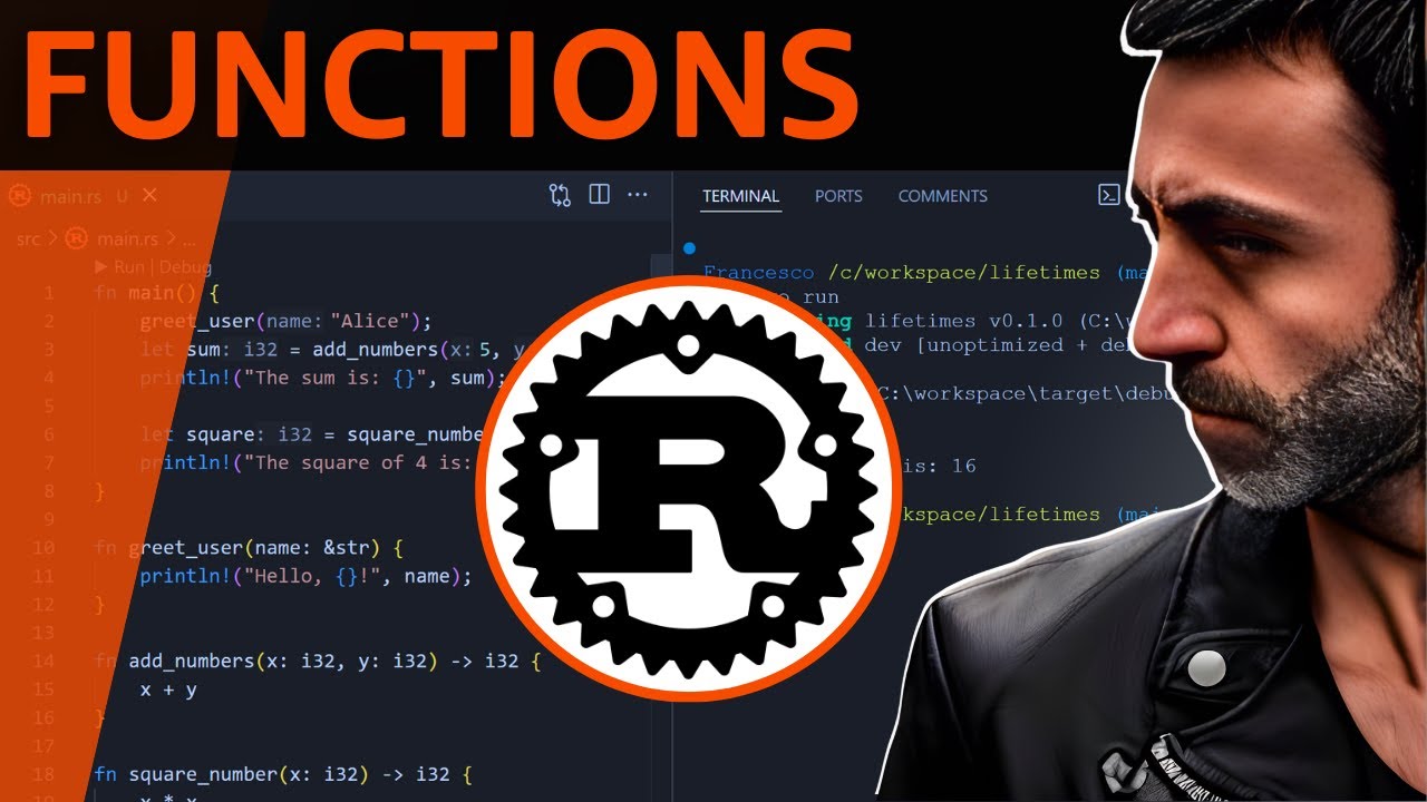 Functions in Rust -  Full Crash Rust Tutorial for Beginners