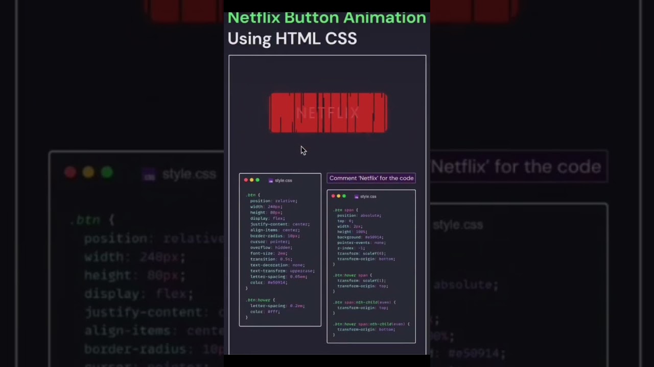 Netflix button #coding #,java #vscode #java #javascript #php #html5 #html #css3 #css #php