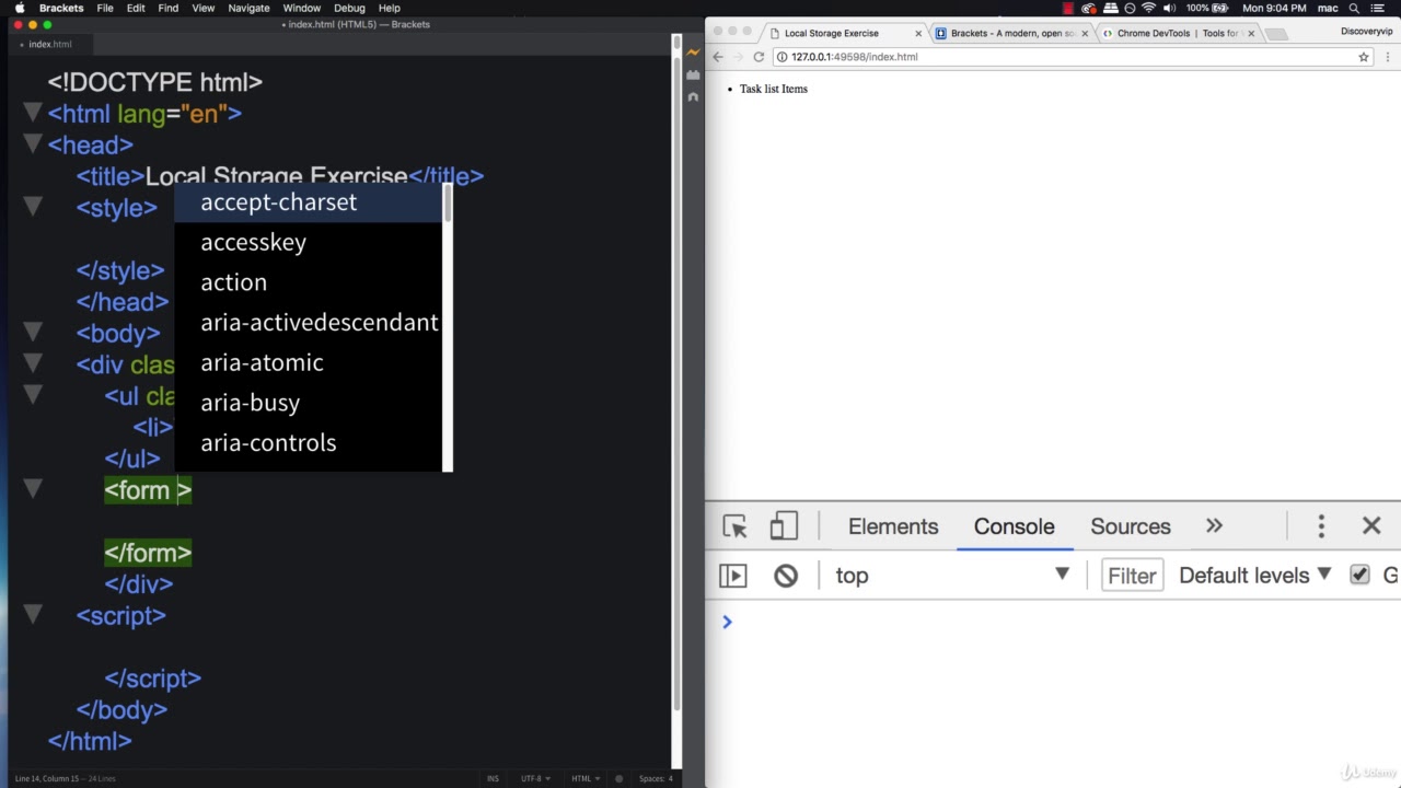 JavaScript Exercise Local Storage Task List : HTML CSS page Setup