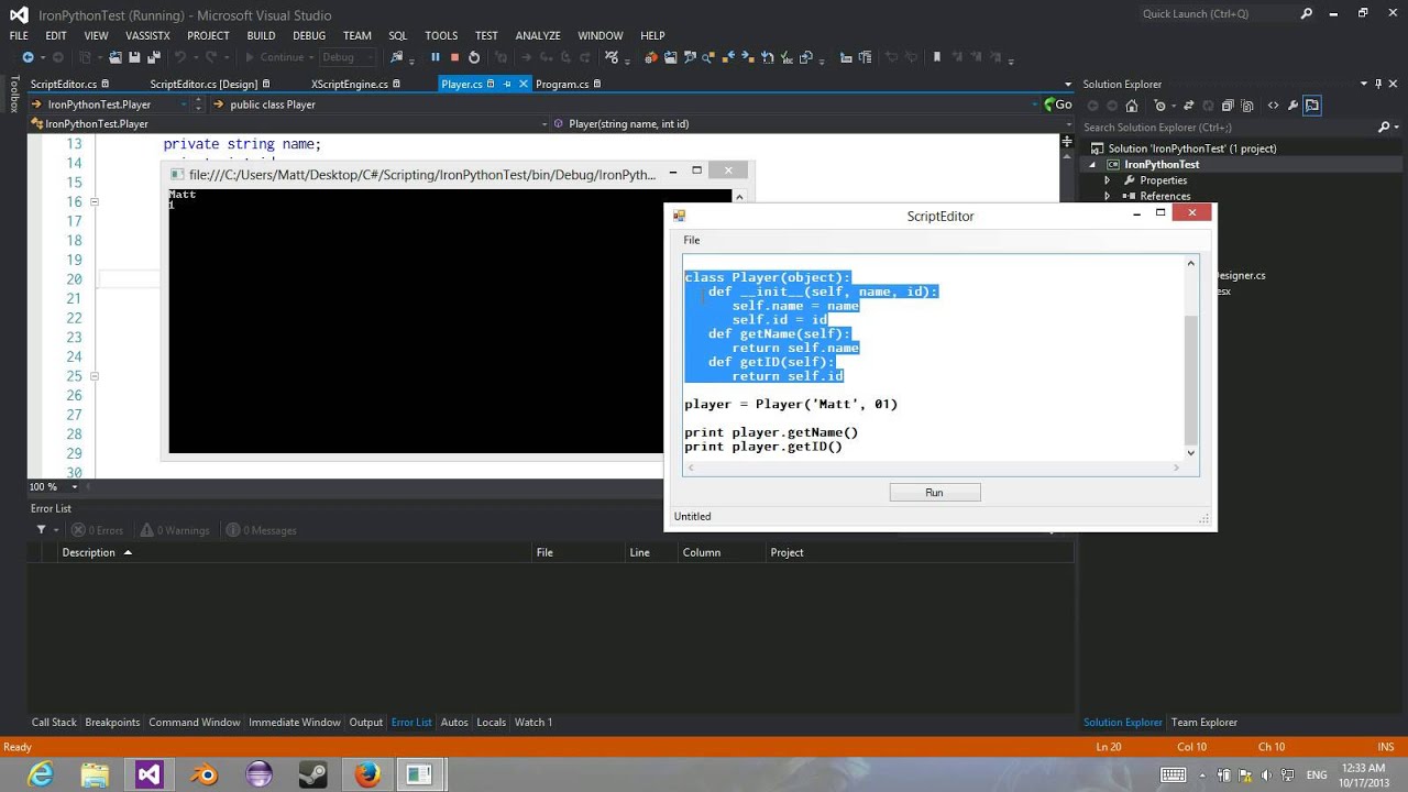 C# IronPython ScriptEngine: Editor Showcase