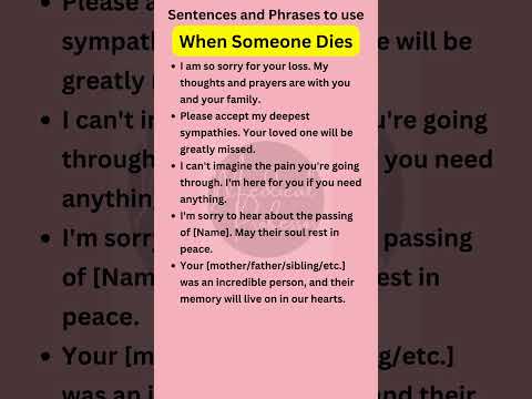Sentences and Phrases to use when someone dies #englishsentences #shorts