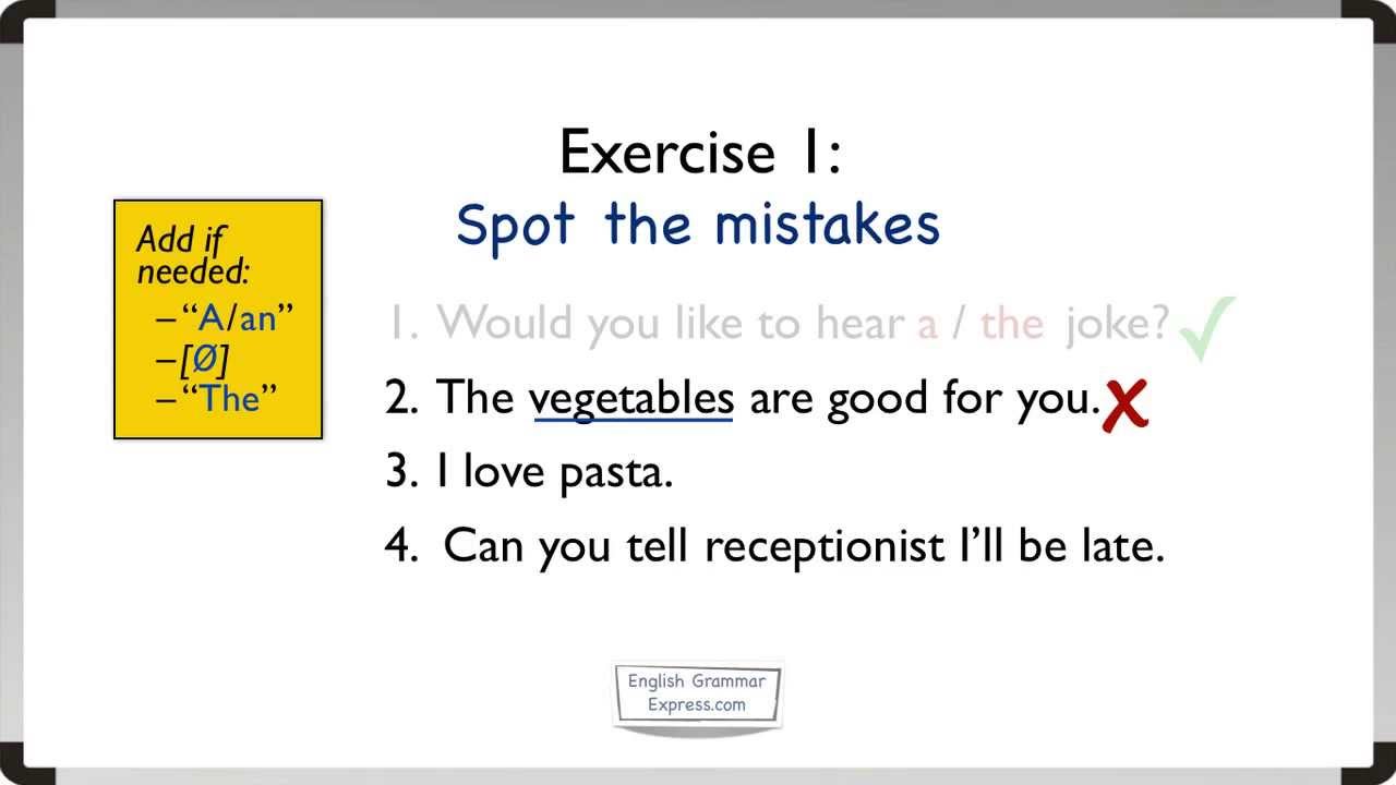 Articles: a, an, the (2). Exercise 1