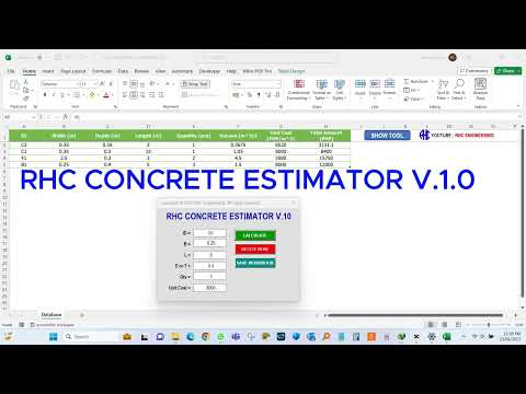 RHC CONCRETE ESTIMATOR V.1.0 | RHC ENGINEERING