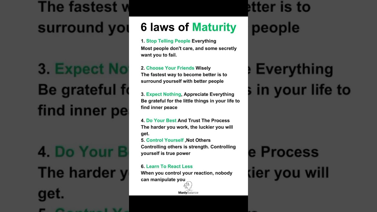 Psychologist Sam Says | 6 Laws of Maturity