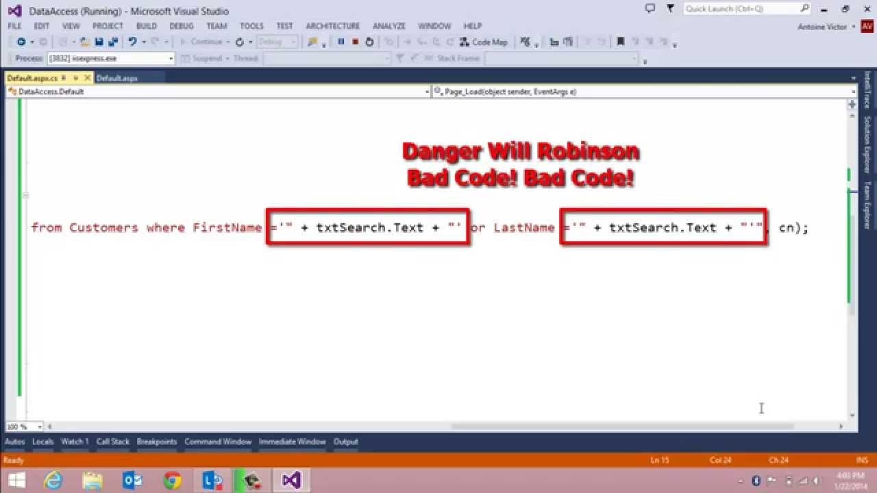 Cross Site Scripting Attack (SQL Injection) C# SQL - Video