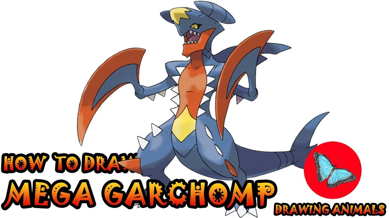 How To Draw Mega Garchomp Pokemon | Drawing Animals
