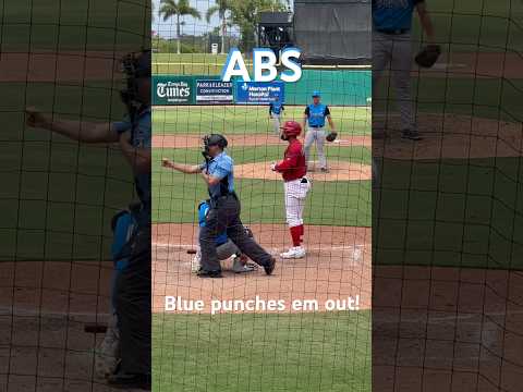 ABS. Automated Ball/Strike @ work. Blue says Strike 3, batter appeals, ABS says BALL-take your base