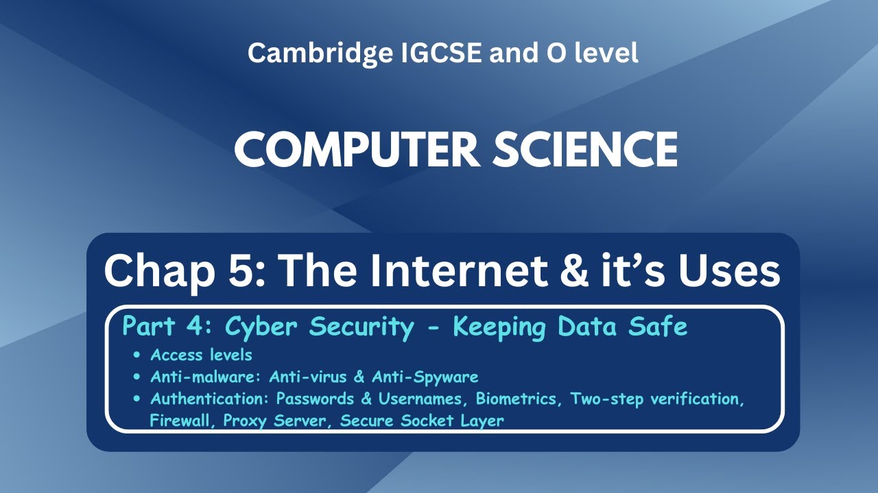 IGCSE Computer Science - The Internet  & It's uses: Cyber Security - Keeping Data Safe - C5
