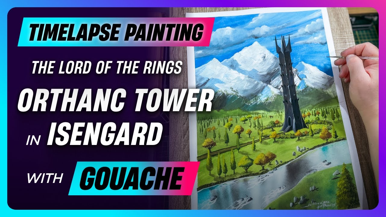 Gouache Painting: Orthanc Tower in Isengard from The Lord of the Rings