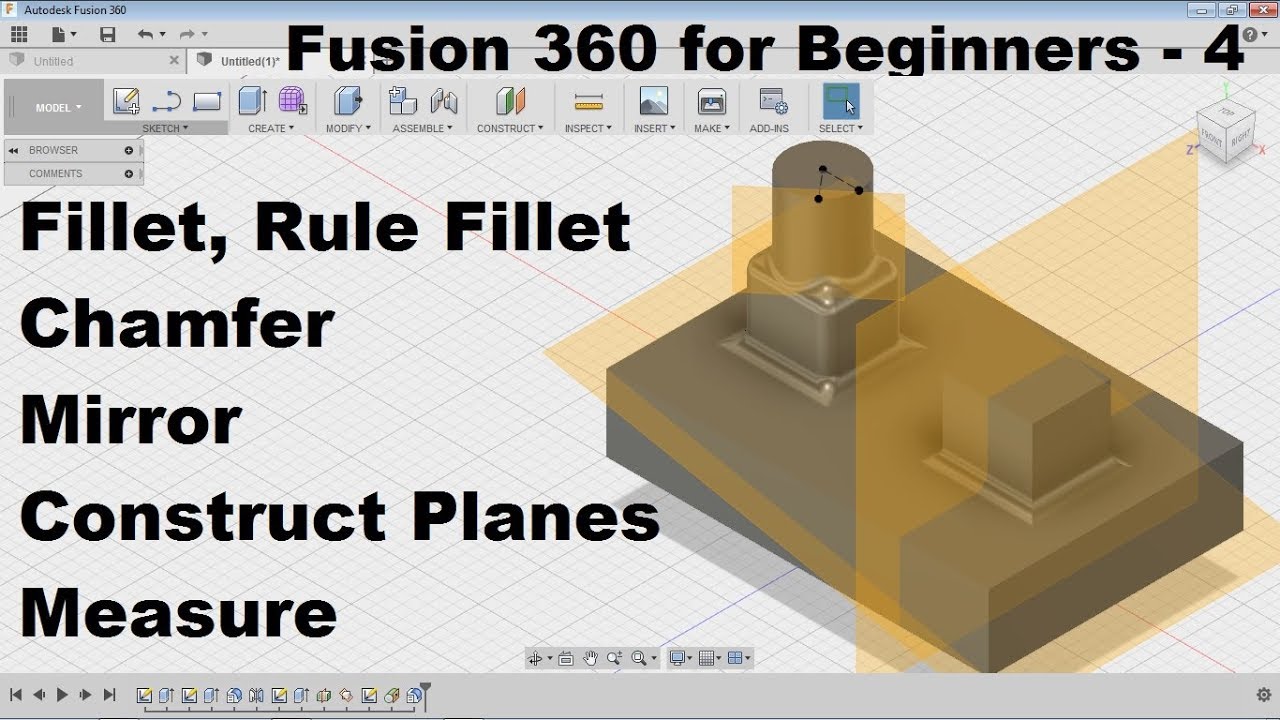 Fusion 360 Tutorial for Beginners - 4 | Fusion 360 Fillet, Chamfer, Measure, Plane Tutorial