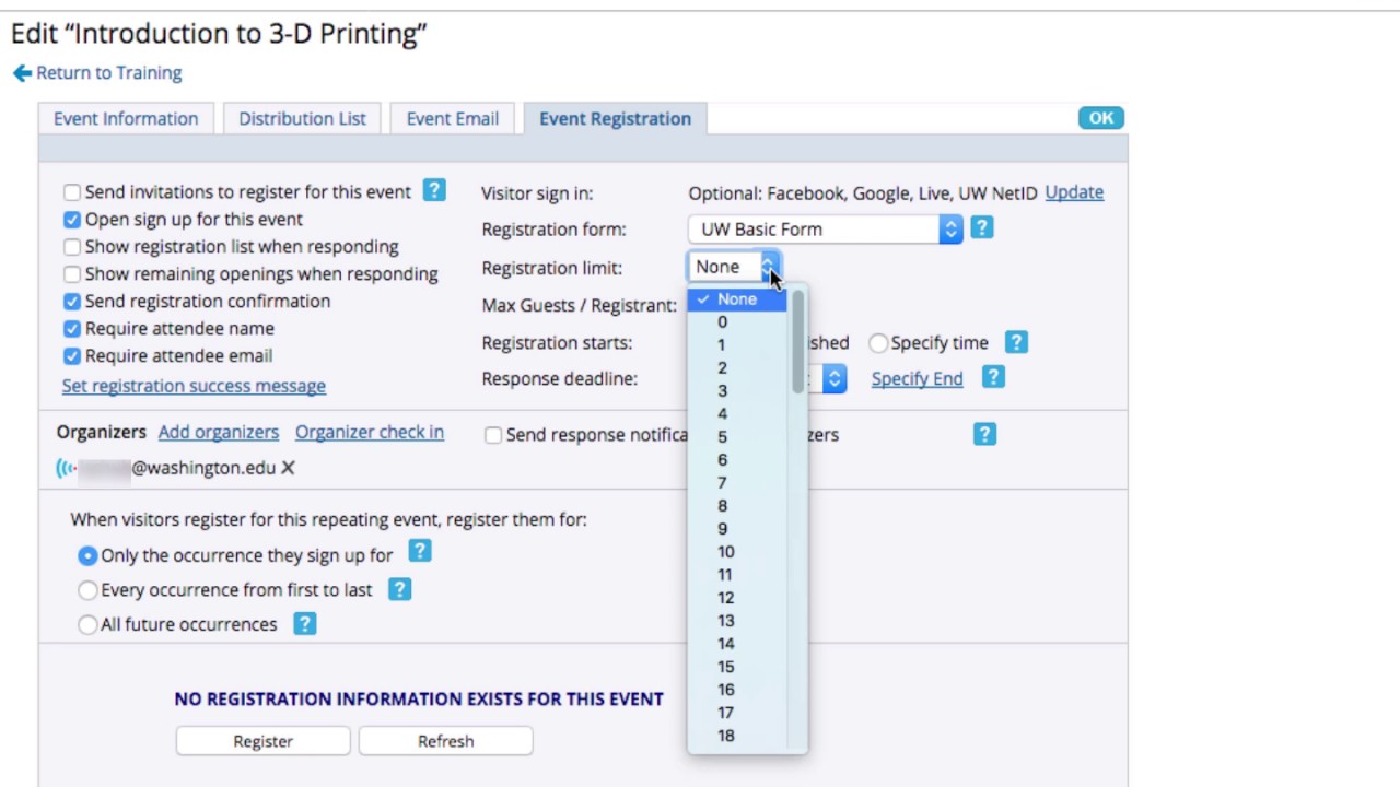 Set Up Event Registration Part 1