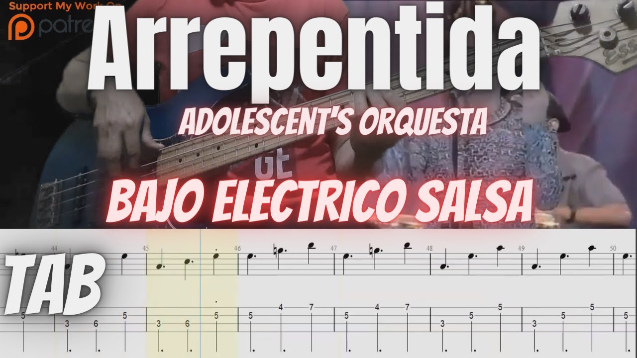 Adolescent's Orquesta - Arrepentida BAJO electrico SALSA TAB