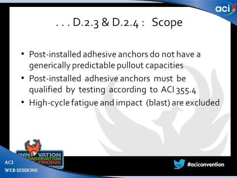 Adhesive Anchors—Theory/Code Design for Tension/Anchor Qualification
