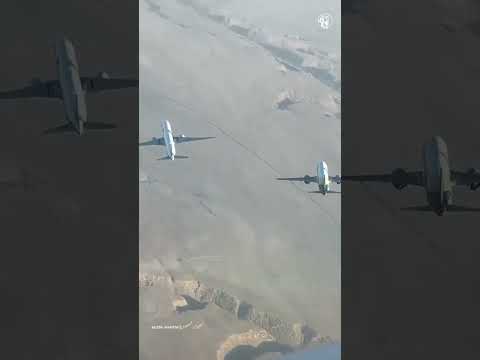 Saudi B777-300 and Flynas A320 neo over the mountains of Tuwaiq #flyairaviationacademy #aircraft