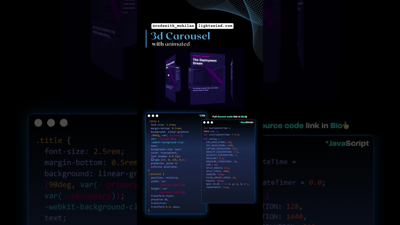 Animated 3d Carousel #codewith_muhilan #css #coding #carousel