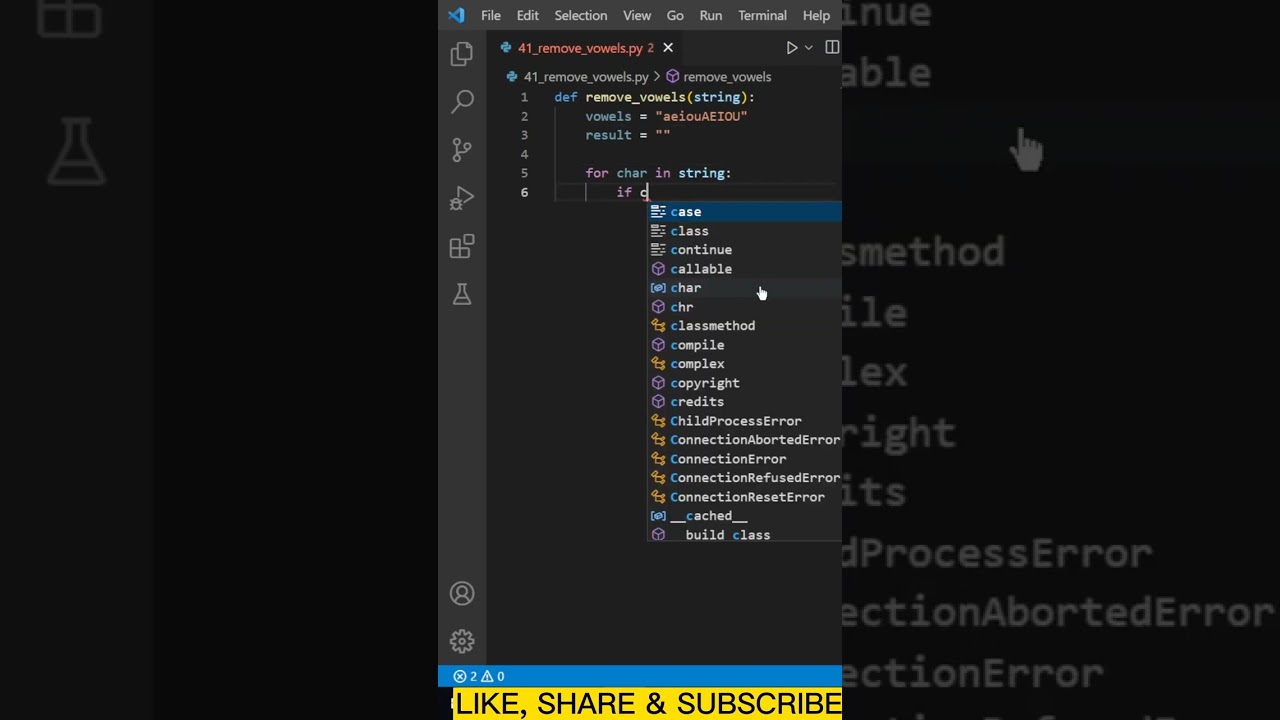 Remove vowels from a string #shorts #python