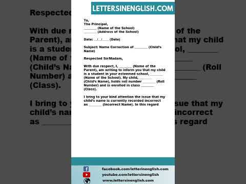 Application to the Principal for Name Correction by Parent