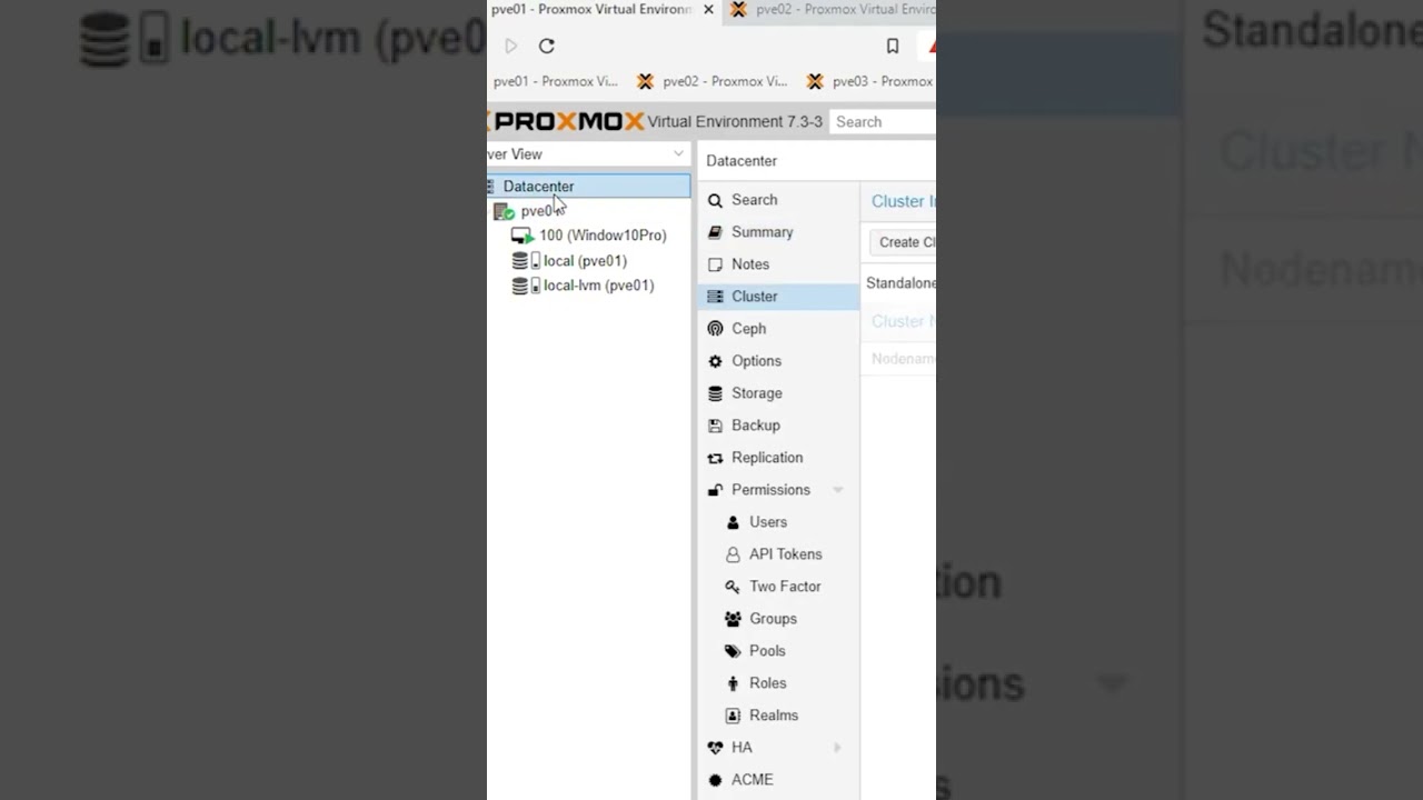 Setup a Cluster in Proxmox