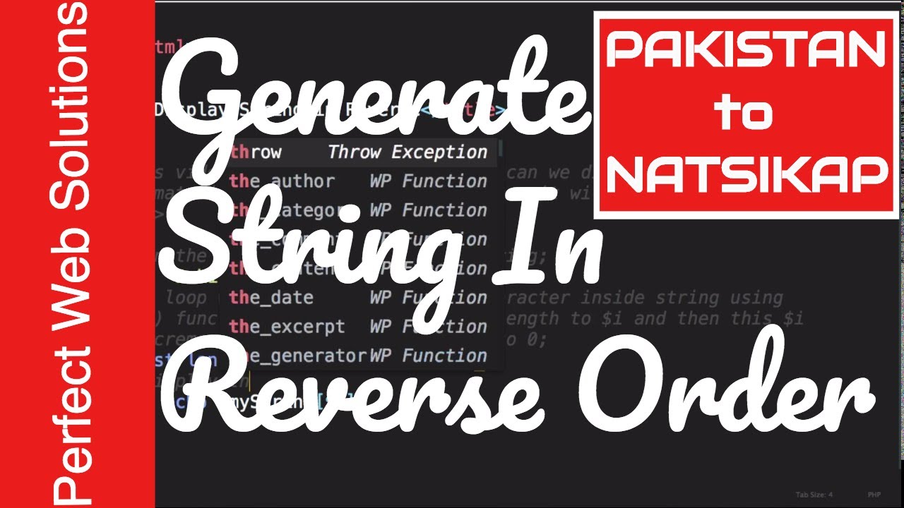 PHP Tutorial Series: How To Display a string in reverse oder using strlen function in php 2017