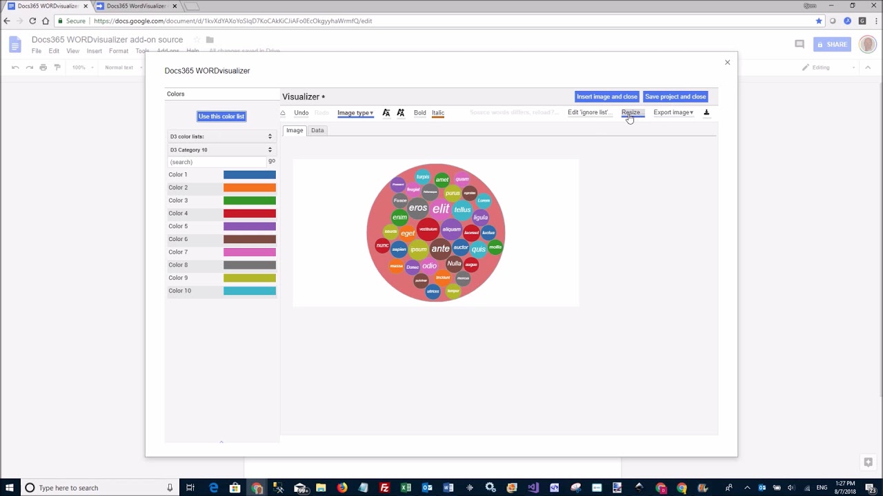 Docs365 WORDvisualizer add-on for Google Docs