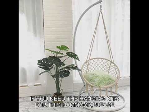 CCTRO Hammock Chair Macrame Swing,Boho Style Rattan Chair Hanging Macrame Hammock