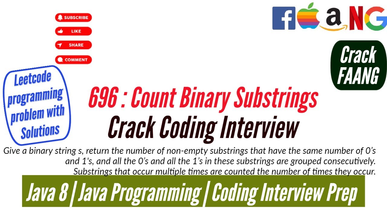 Count Binary Substrings | Leetcode 696 Solution in Java | Crack FAANG | Crack Coding Interview