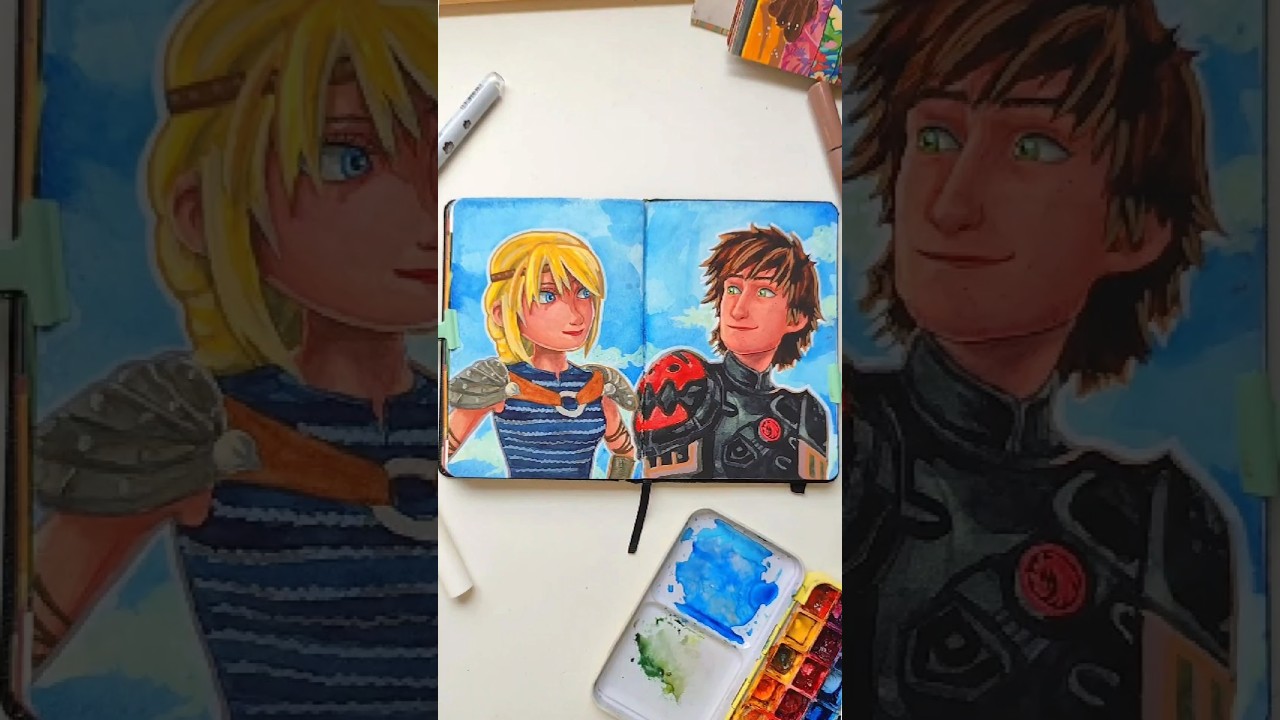 grew up with them #astrid #hiccup #sketchbook #howtotrainyourdragon #painting #toothless #watercolor