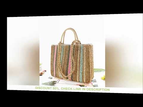 Colorful paper rope straw bag shoulder portable woven bag casual beach fashion handbag
