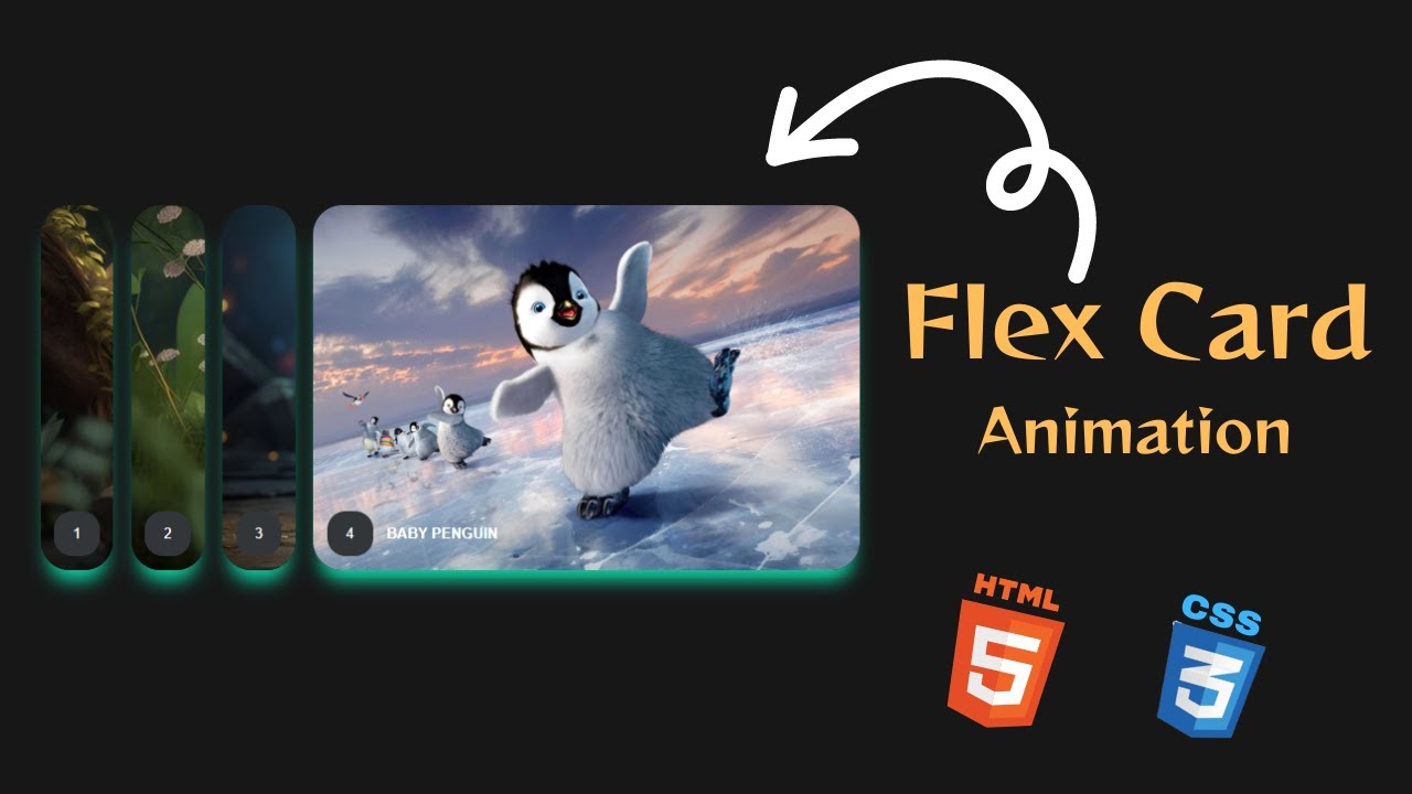 Flex Card Animation using Html & Css with source code