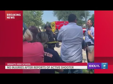 Houston, Texas police officer reassures concerned parents after reports of shooter at Heights HS