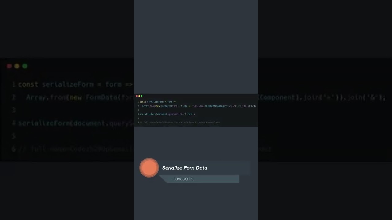 Serialize Form Data #javascript #shorts