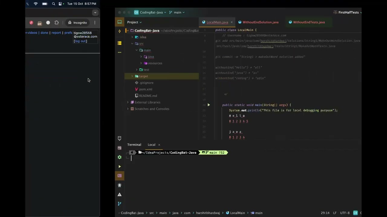 CodingBat Java | String-1 Section | withoutEnd