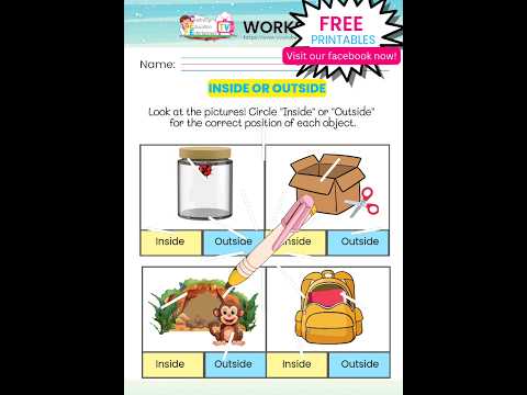 FREE PRINTABLE WORKSHEETS. Inside and Outside . #CeeTVKids #FreeWorksheets #KidsActivityIdeas