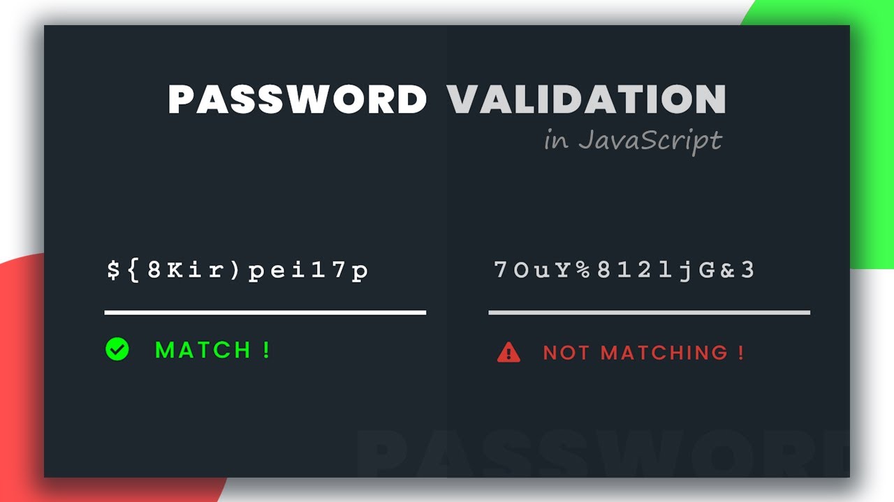 Password Validation in JavaScript | Javascript Confirm Password