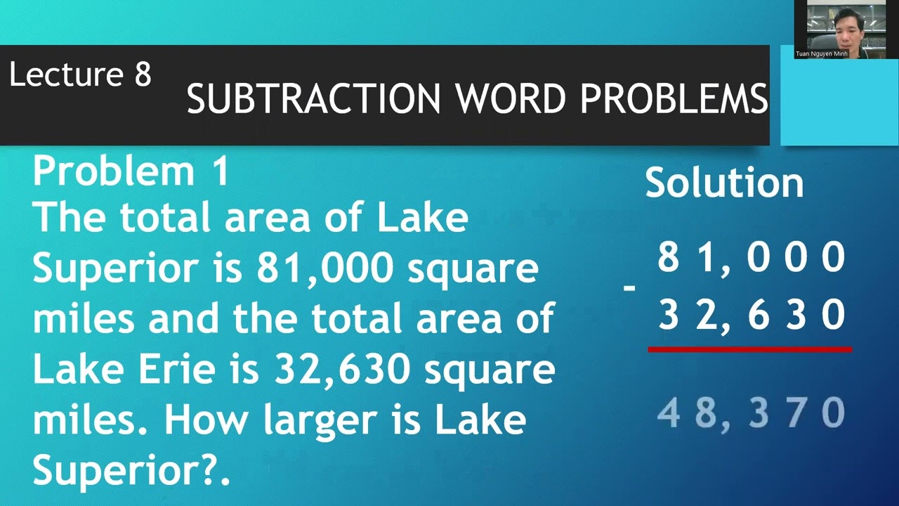 Lecture 8 Subtraction word problems