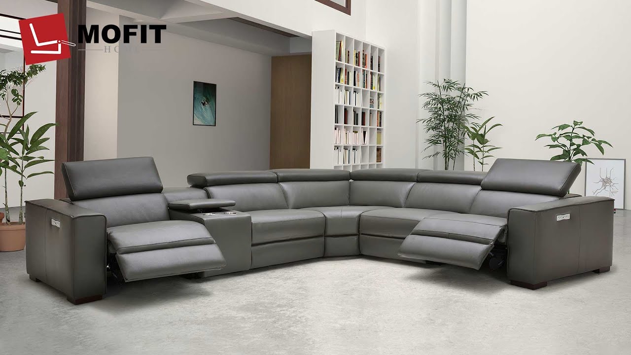 OLEANDERS LEATHER SECTIONAL SOFA WITH POWER RECLINERS