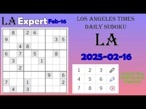 Los Angeles Times Daily Sudoku 2025-02-16 2058 Expert
