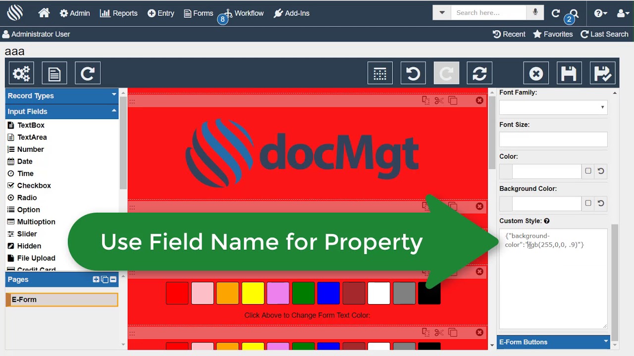 Custom Styles in E-Forms