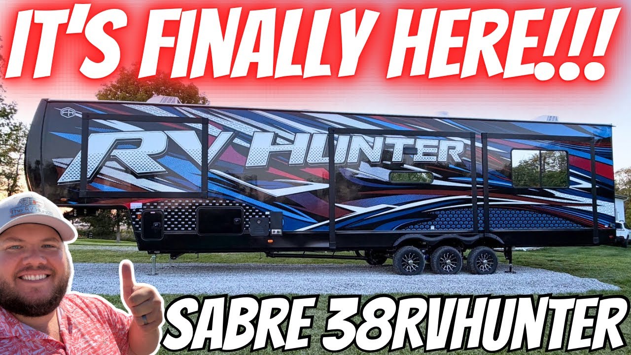 OUR RV IS FINALLY HERE!!! Sabre 38RVHUNTER Reveal