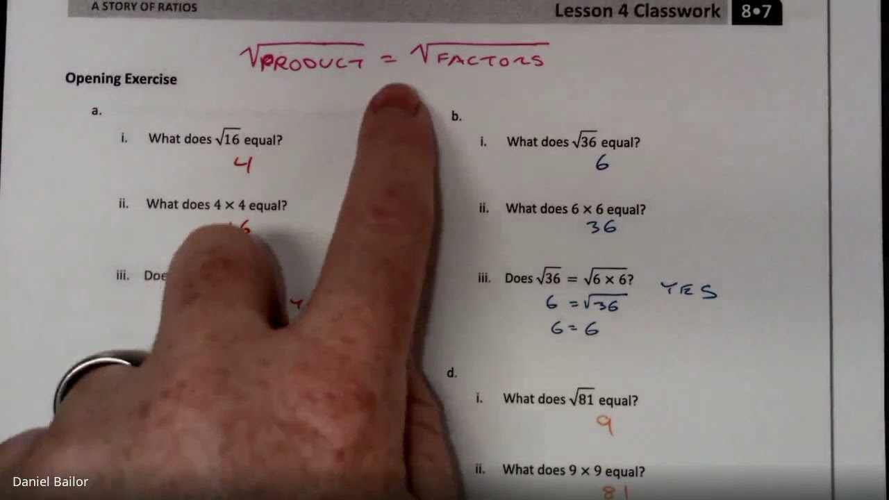 8th Grade Eureka Math Module 7: Lesson 4 - Simplify Square Roots
