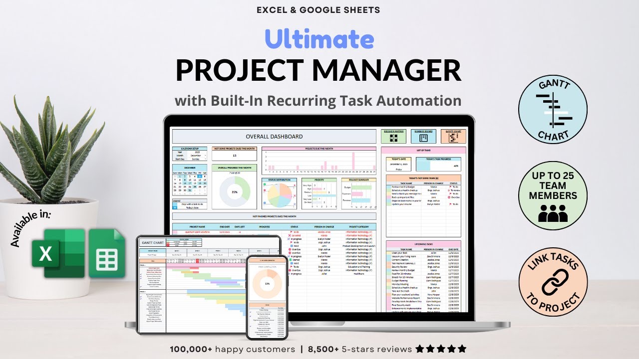 Ultimate Project Manager tutorial - Project Management - Gantt Chart - Task Tracker - Calendar