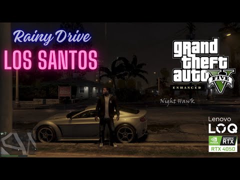 GTA 5 Enhanced 4K | Rainy Evening Drive in Los Santos | Peaceful Dark Ambient Vibes