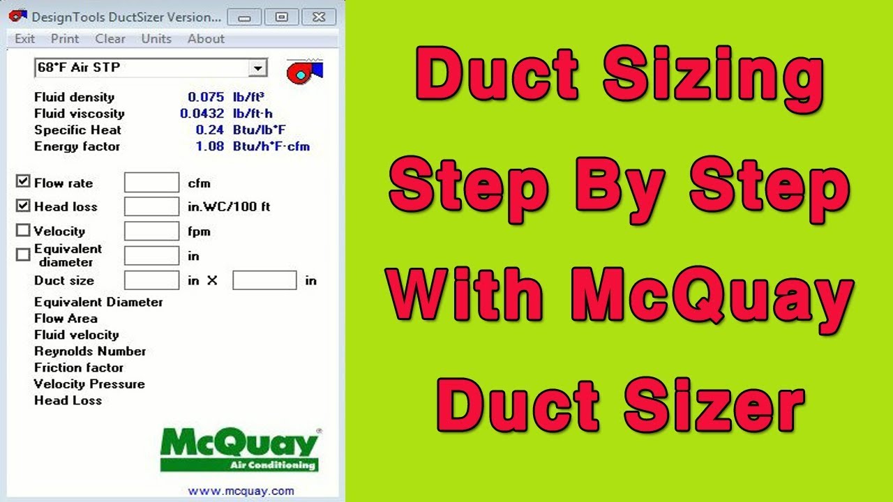 Duct Sizing Step By Step With McQuay Duct Sizer