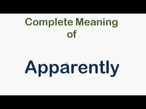 Meaning Of Apparentely
