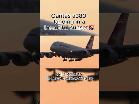Qantas a380 landing in a beautiful sunset (all credits to @HDMelbourneAviation )