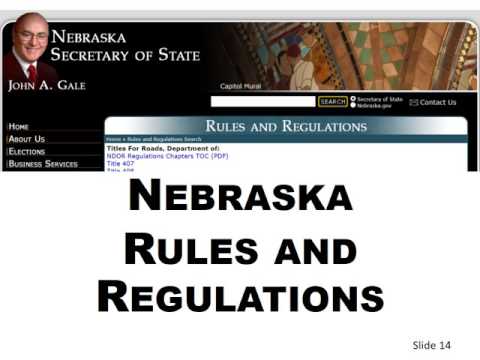 Nebraska Rules & Regulations - 2017 | NE Management