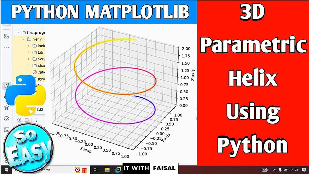 3D Parametric Helix with Gradient Using Python | Easy Matplotlib 3D Design Code For Beginners